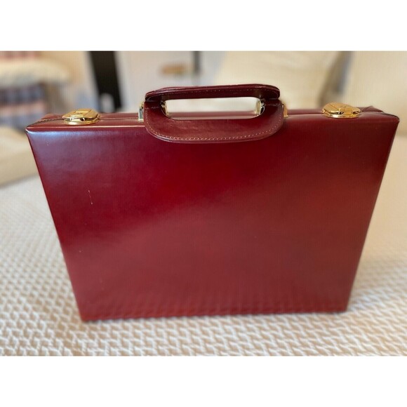 M Made In Italy | Bags | Leather Briefcase Traditional Hard Sided Made ...